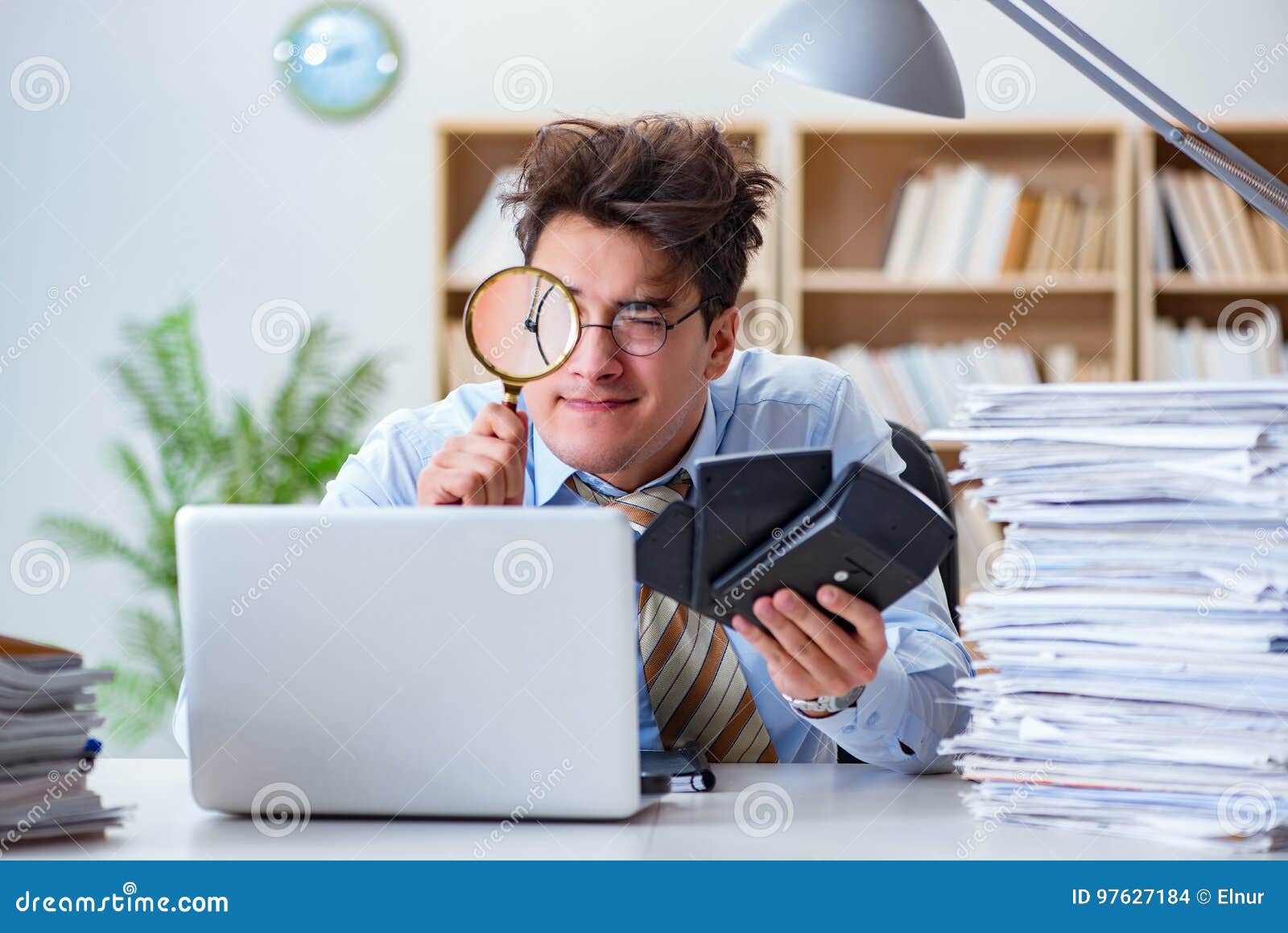The Mad Auditor Looking for Errors in the Report Stock Photo - Image of ...