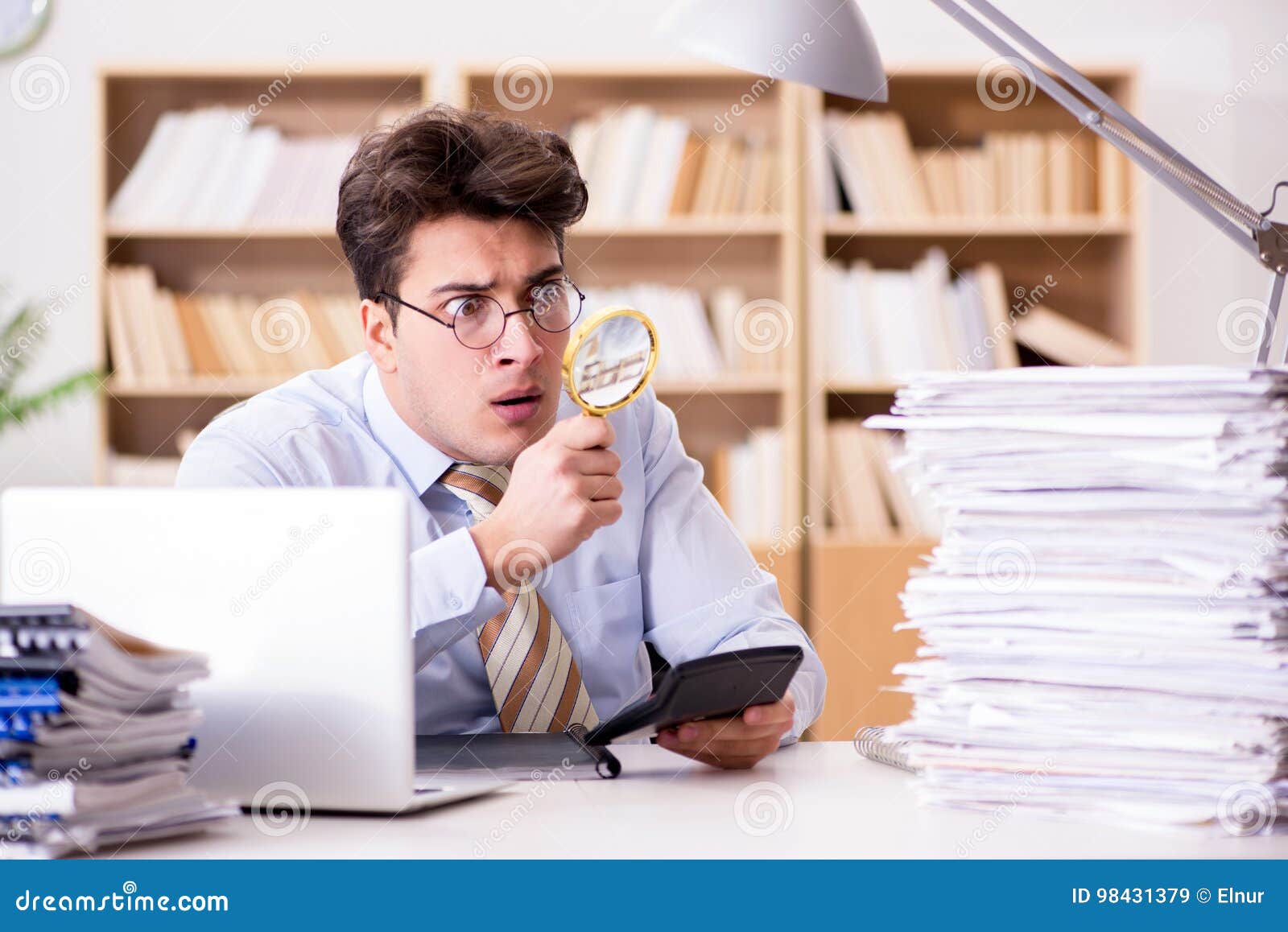 The Mad Auditor Looking for Errors in the Report Stock Image - Image of ...