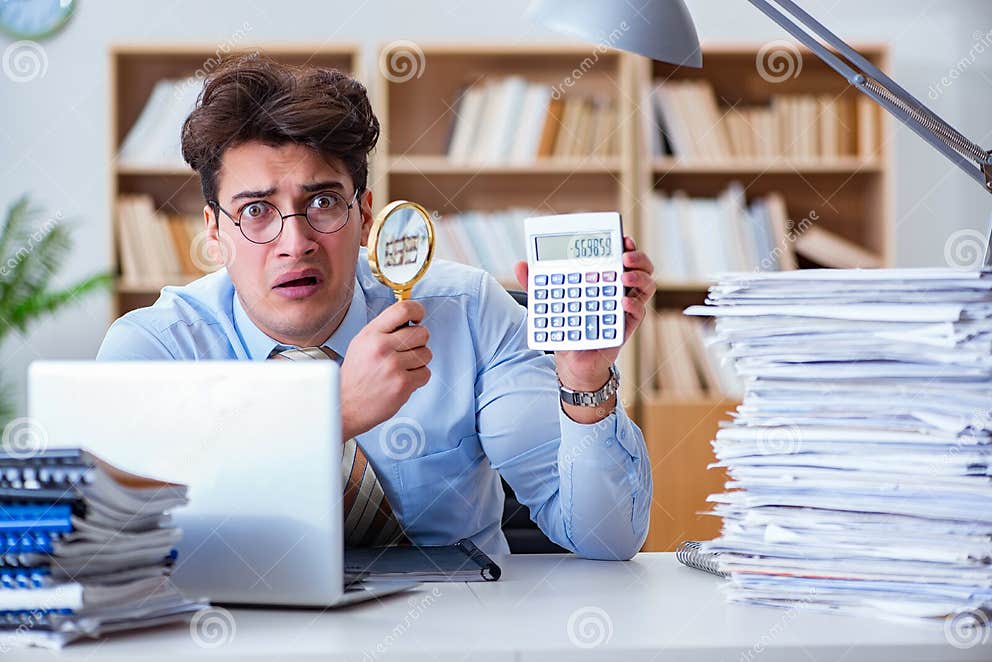 The Mad Auditor Looking for Errors in the Report Stock Image - Image of ...