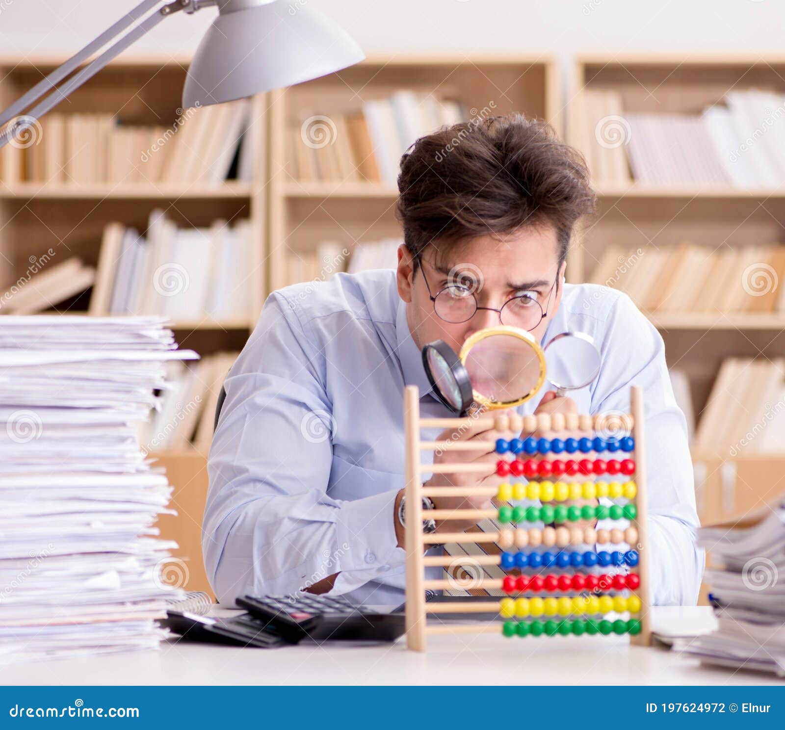 Mad Auditor Looking for Errors in the Report Stock Photo - Image of ...