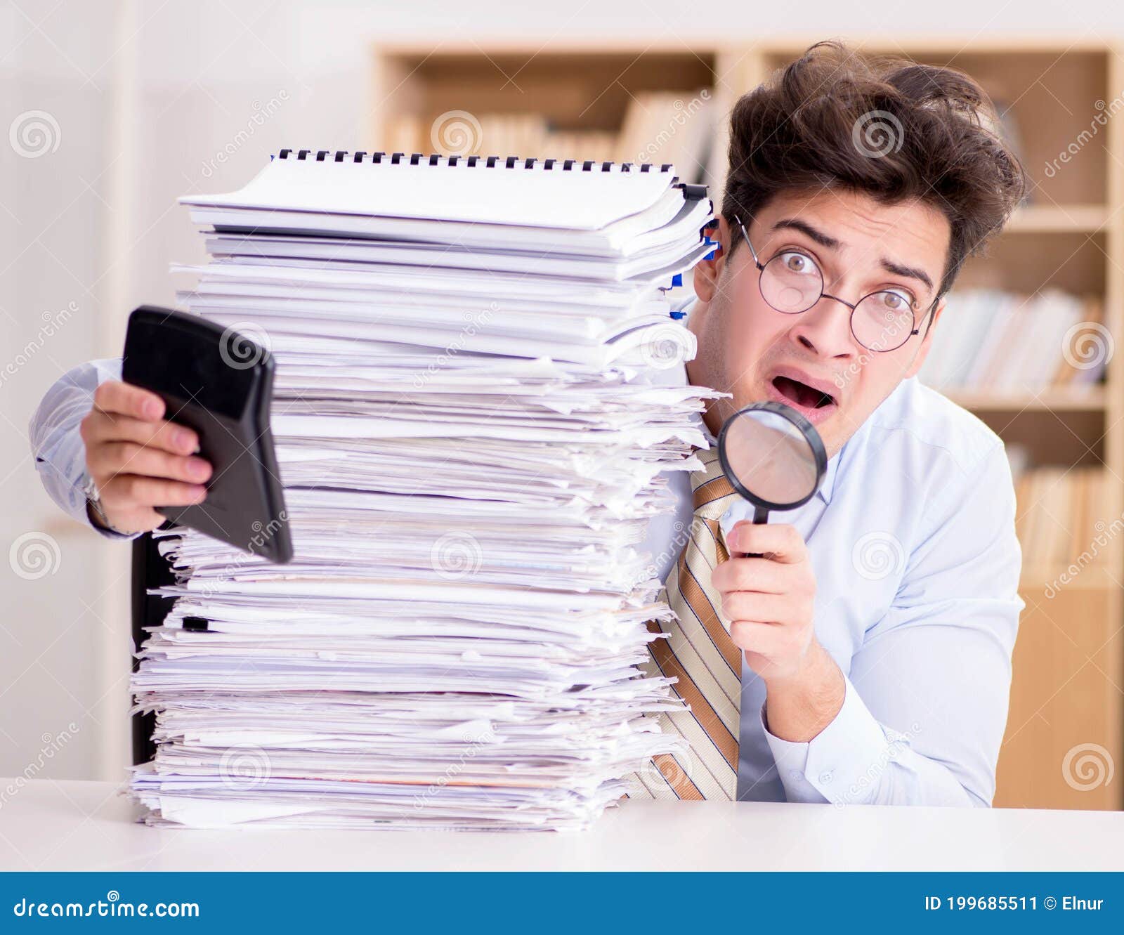 The Mad Auditor Looking for Errors in the Report Stock Image - Image of ...