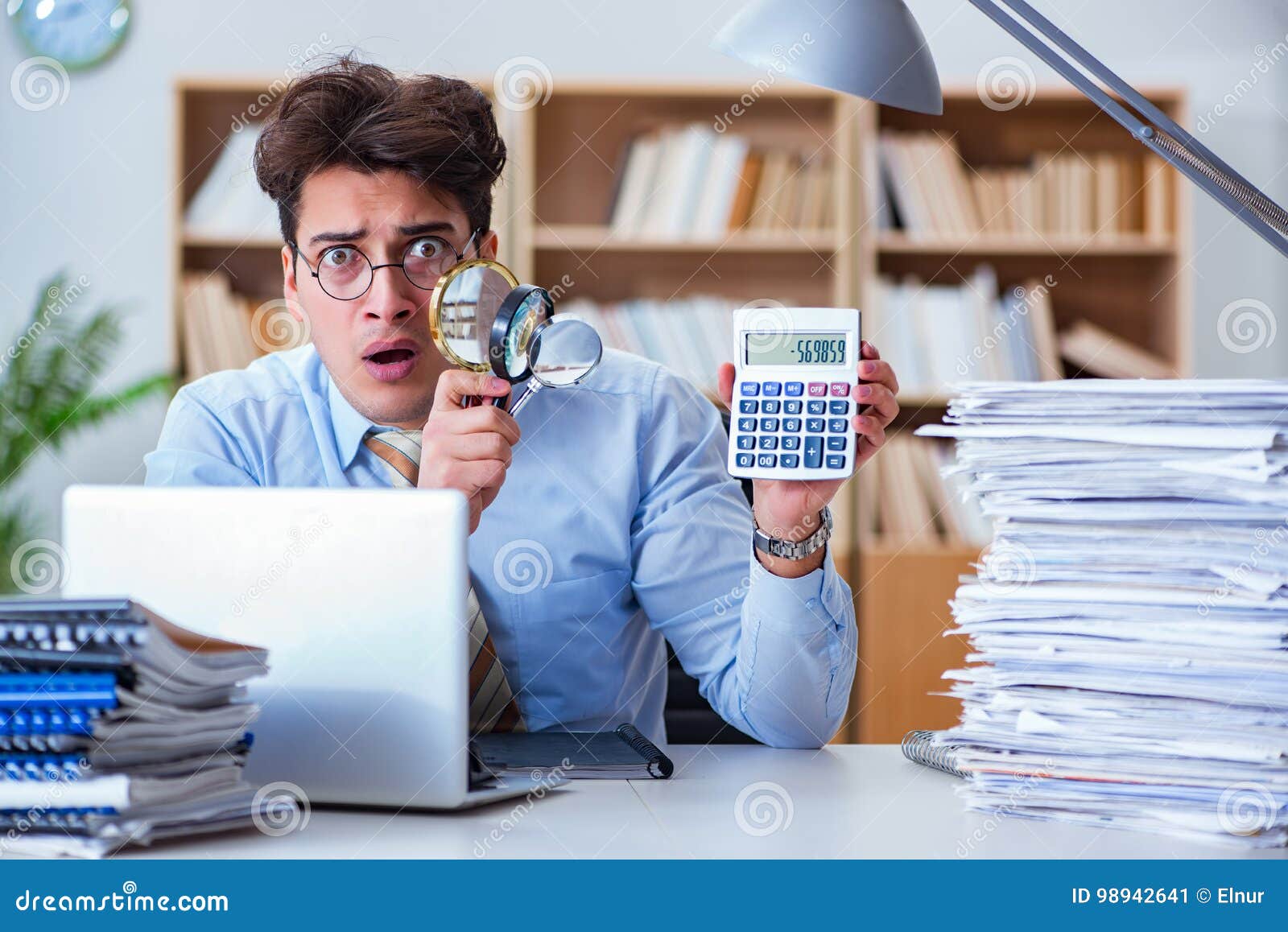 The Mad Auditor Looking for Errors in the Report Stock Image - Image of ...