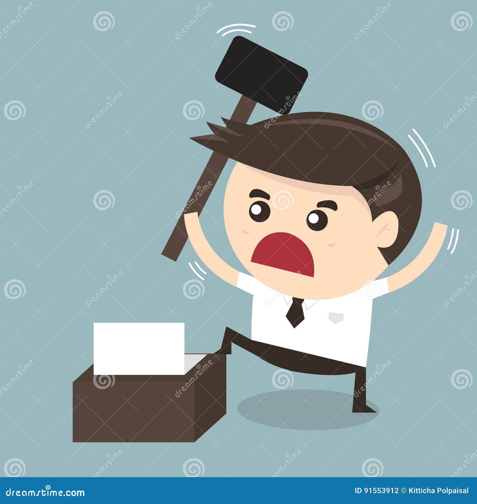 Mad Businessman Hitting the Laptop Computer Stock Vector - Illustration ...