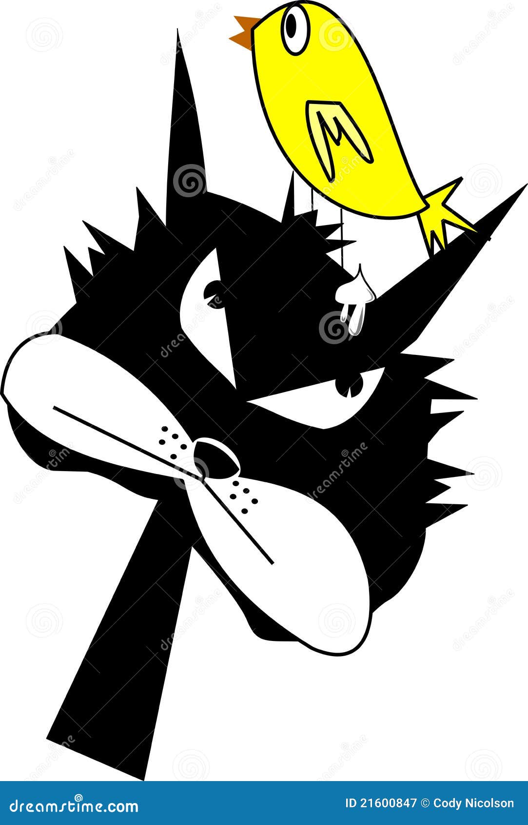 Mad cat stock vector. Illustration of black, funny, runny - 21600847