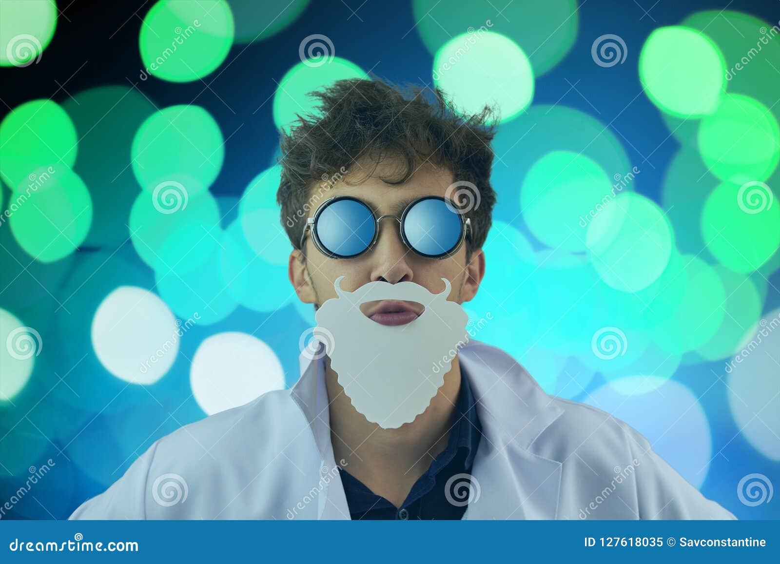 Mad chemist. stock image. Image of medical, humor, green - 127618035