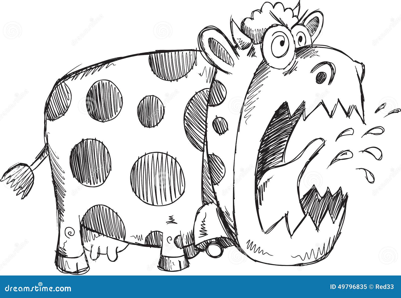 Mad Crazy Cow Sketch Vector Stock Vector - Illustration of insane ...