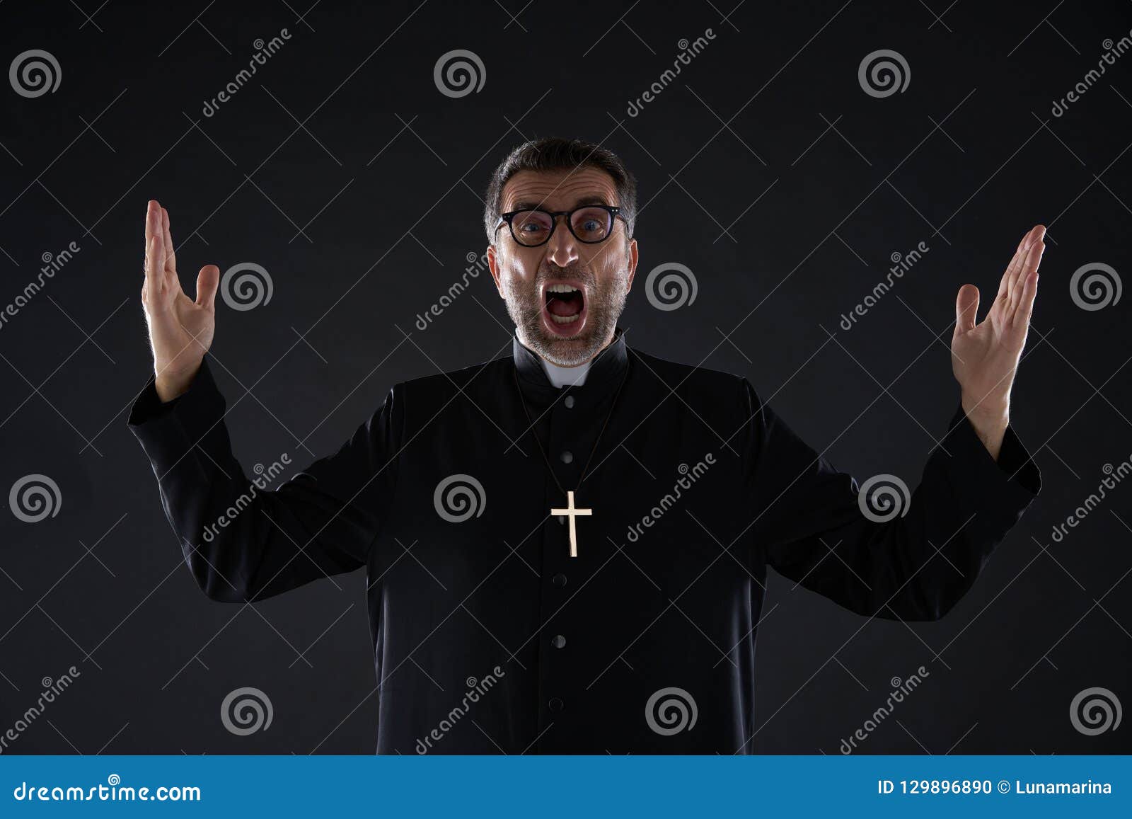 Mad Crazy Priest Surprised Expression Stock Photo - Image of attractive ...