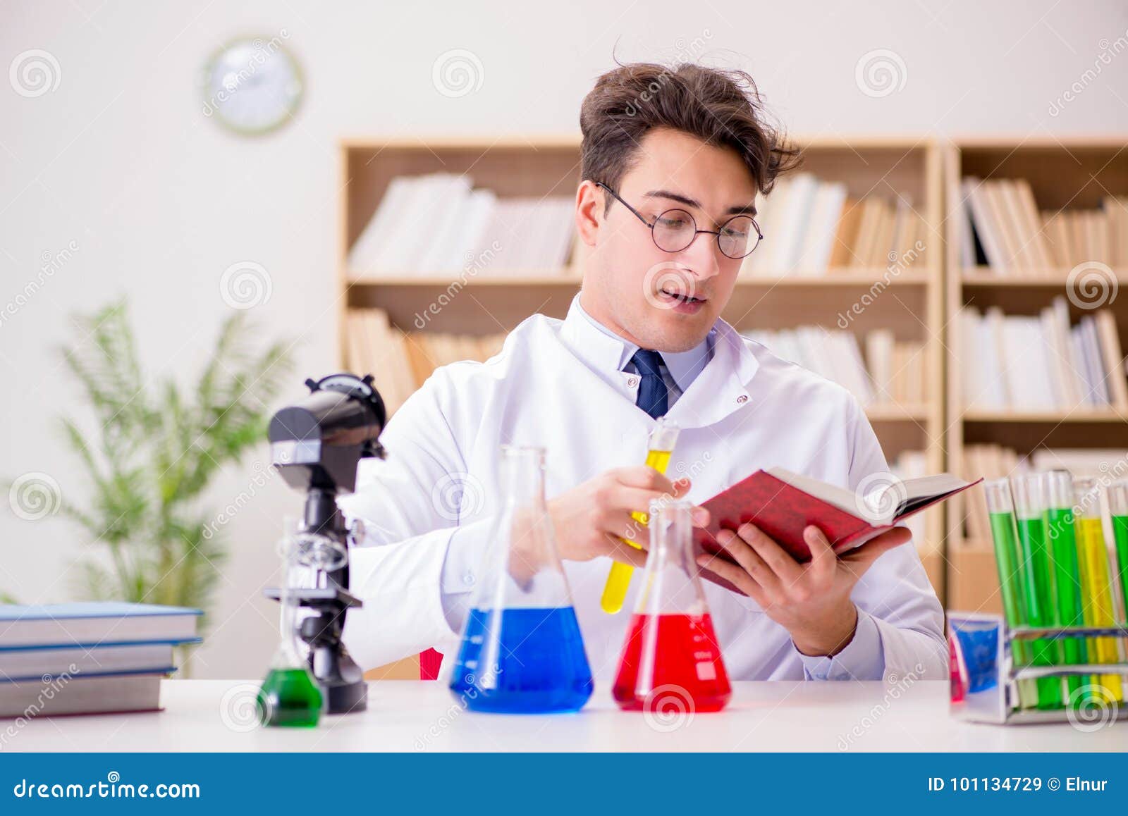 The Mad Crazy Scientist Doctor Doing Experiments in a Laboratory Stock ...