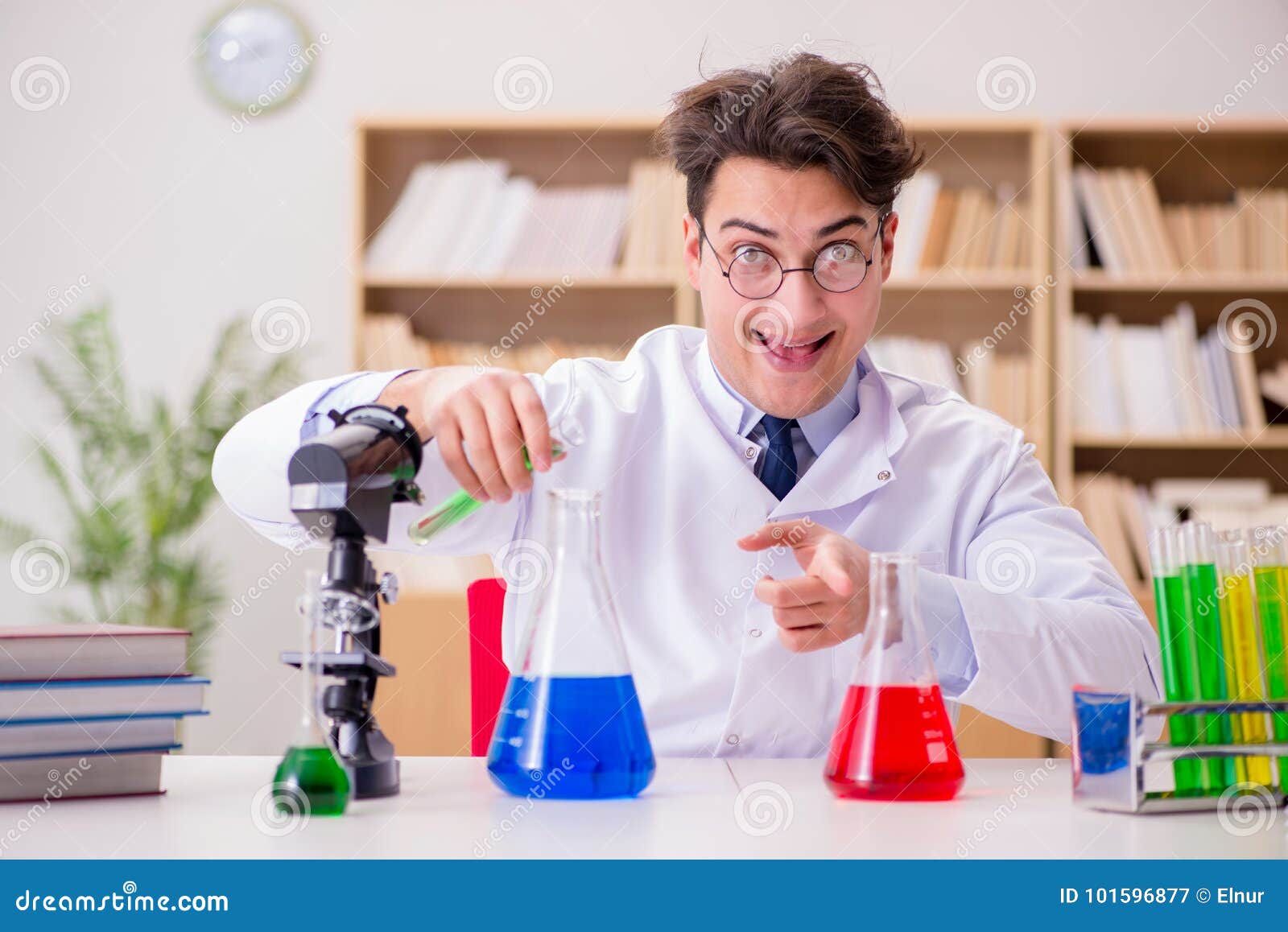 The Mad Crazy Scientist Doctor Doing Experiments in a Laboratory Stock ...