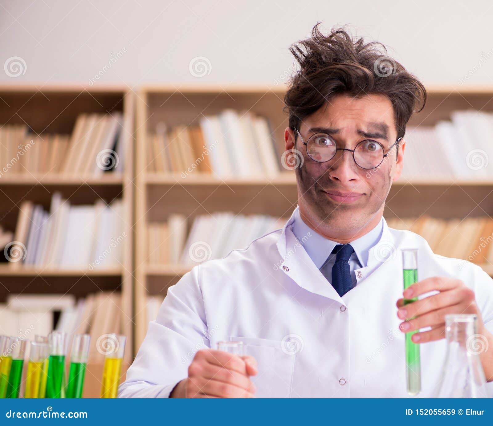 Mad Crazy Scientist Doctor Doing Experiments in a Laboratory Stock ...