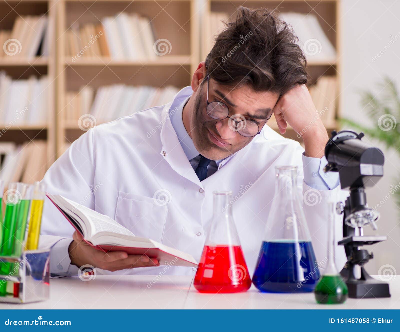 Mad Crazy Scientist Doctor Doing Experiments in a Laboratory Stock ...