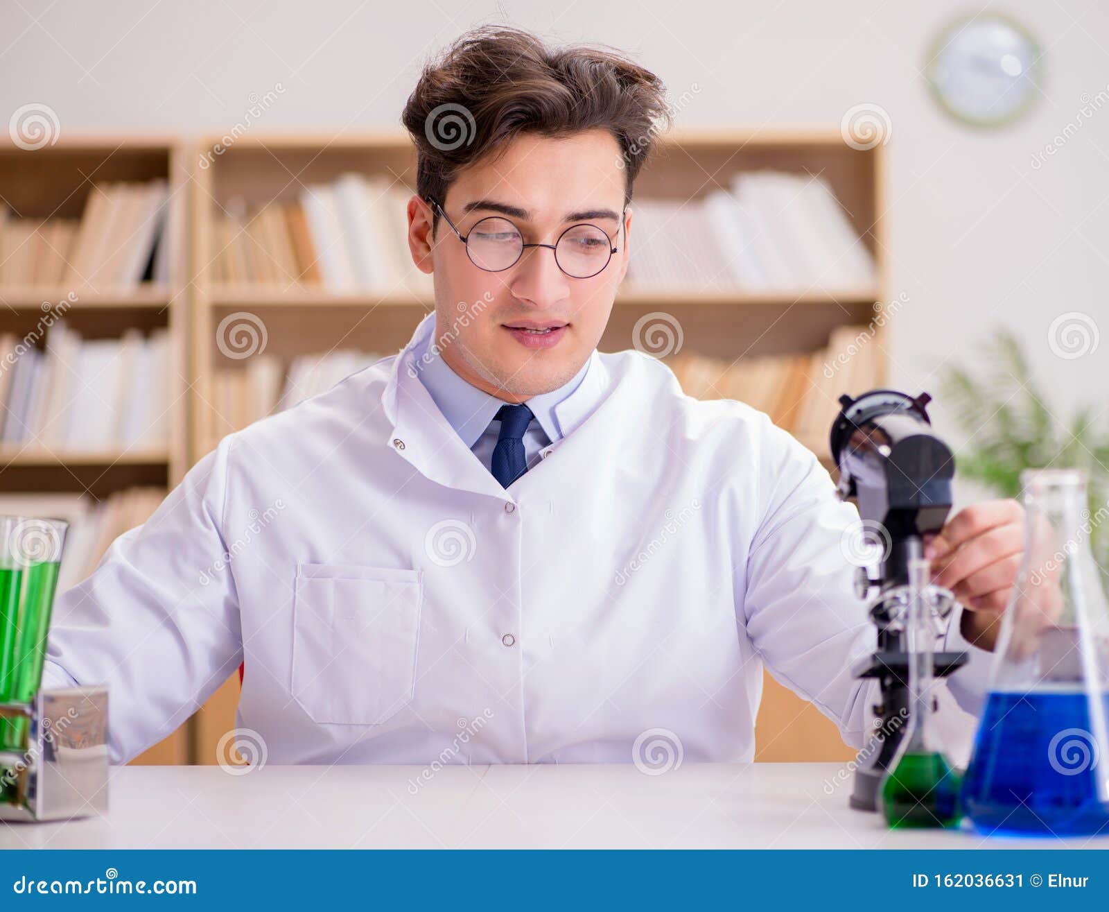 Mad Crazy Scientist Doctor Doing Experiments in a Laboratory Stock ...