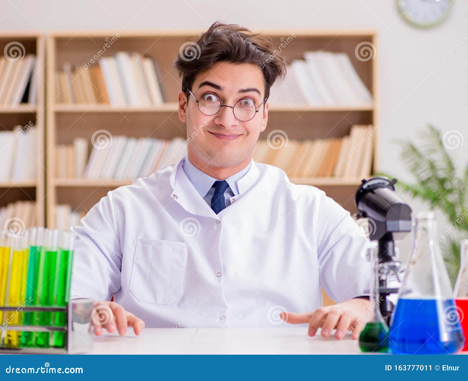 Mad Crazy Scientist Doctor Doing Experiments in a Laboratory Stock ...