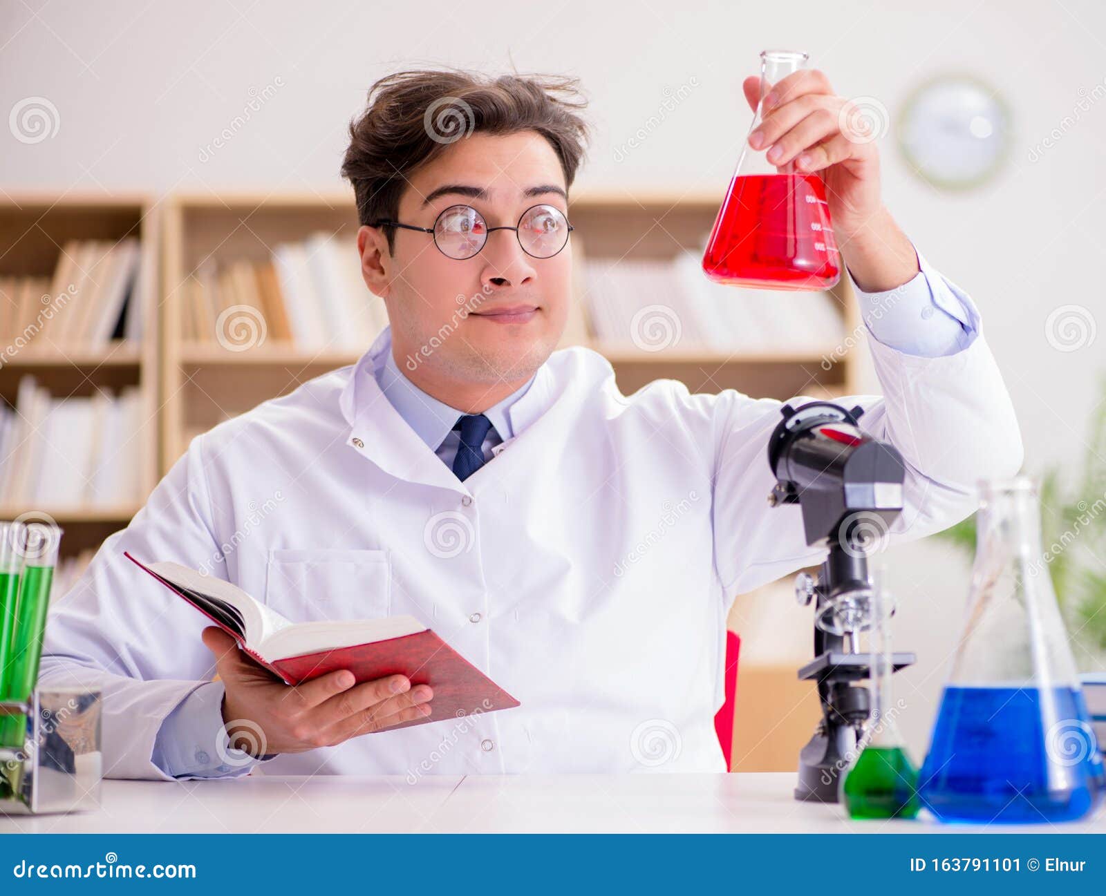 Mad Crazy Scientist Doctor Doing Experiments in a Laboratory Stock ...