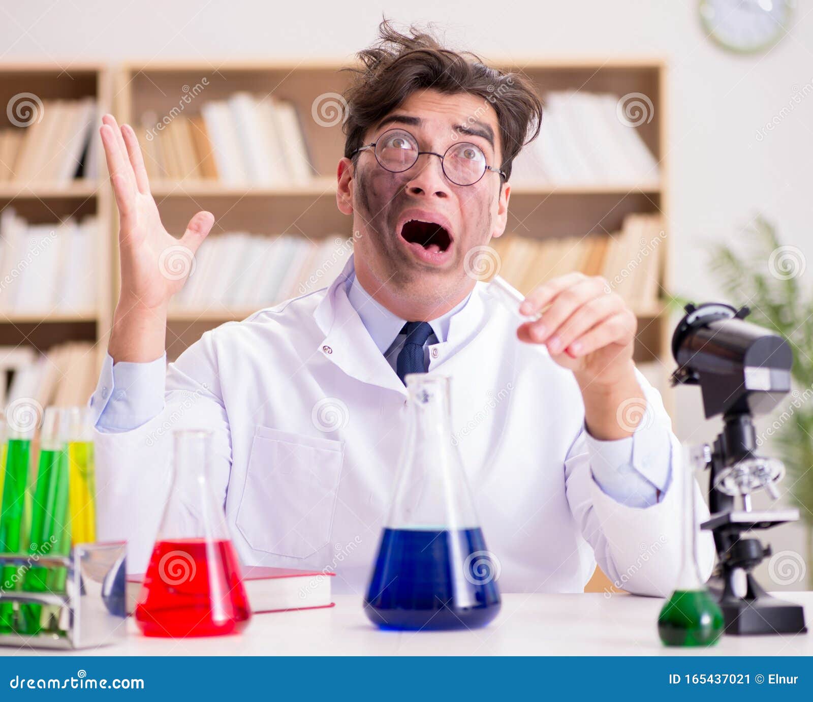 Mad Crazy Scientist Doctor Doing Experiments in a Laboratory Stock ...