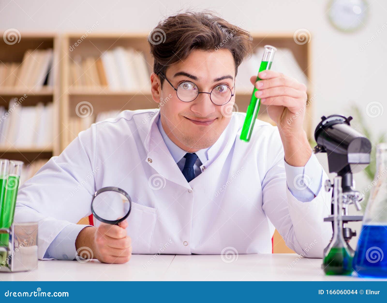 Mad Crazy Scientist Doctor Doing Experiments in a Laboratory Stock ...