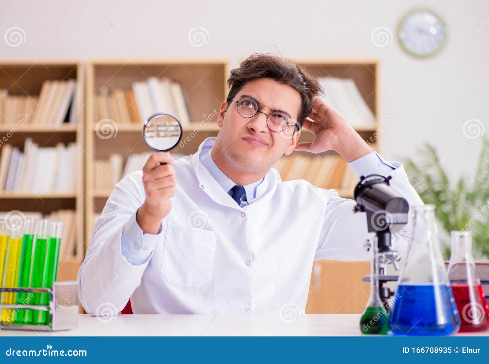 Mad Crazy Scientist Doctor Doing Experiments in a Laboratory Stock ...