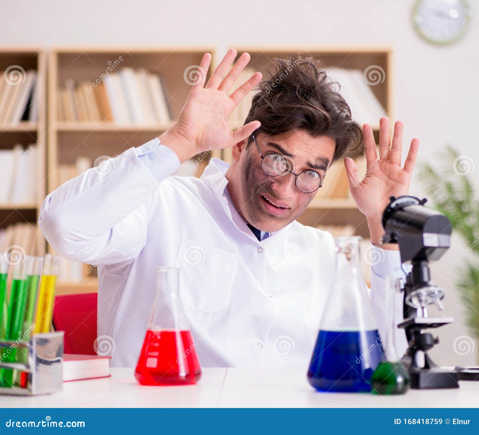 Mad Crazy Scientist Doctor Doing Experiments in a Laboratory Stock ...