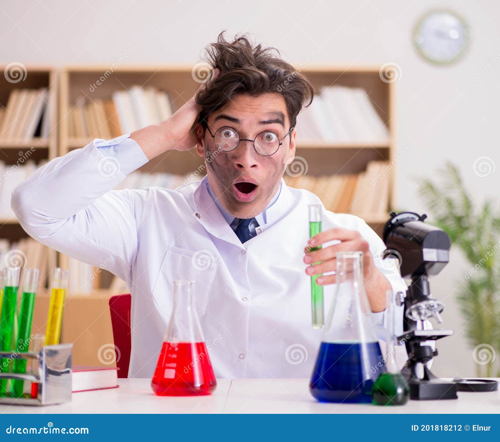 Mad Crazy Scientist Doctor Doing Experiments in a Laboratory Stock ...