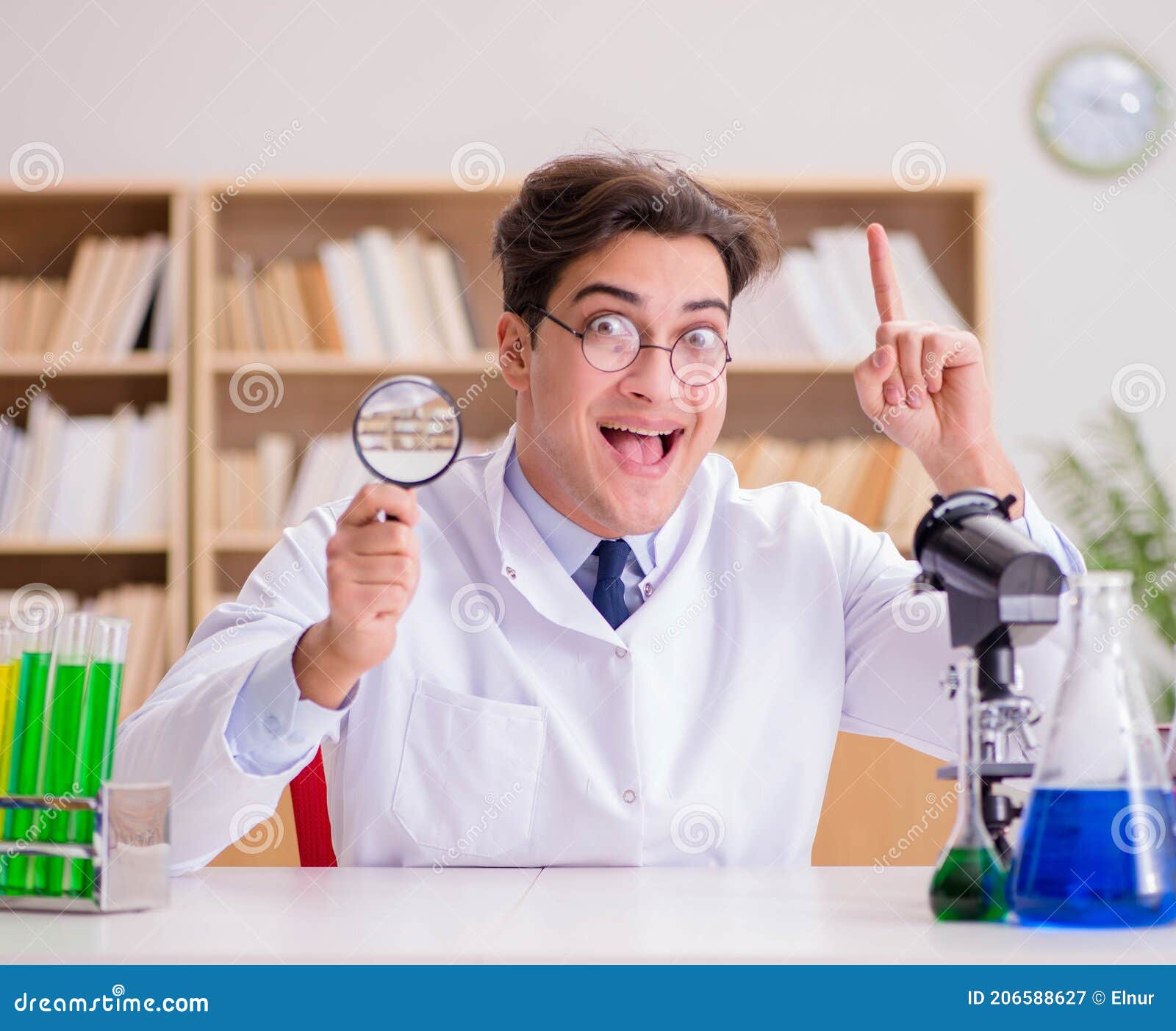 Mad Crazy Scientist Doctor Doing Experiments in a Laboratory Stock ...