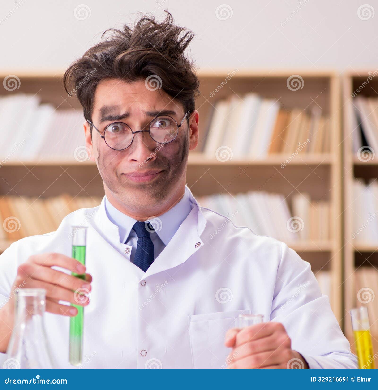 Mad Crazy Scientist Doctor Doing Experiments in a Laboratory Stock ...