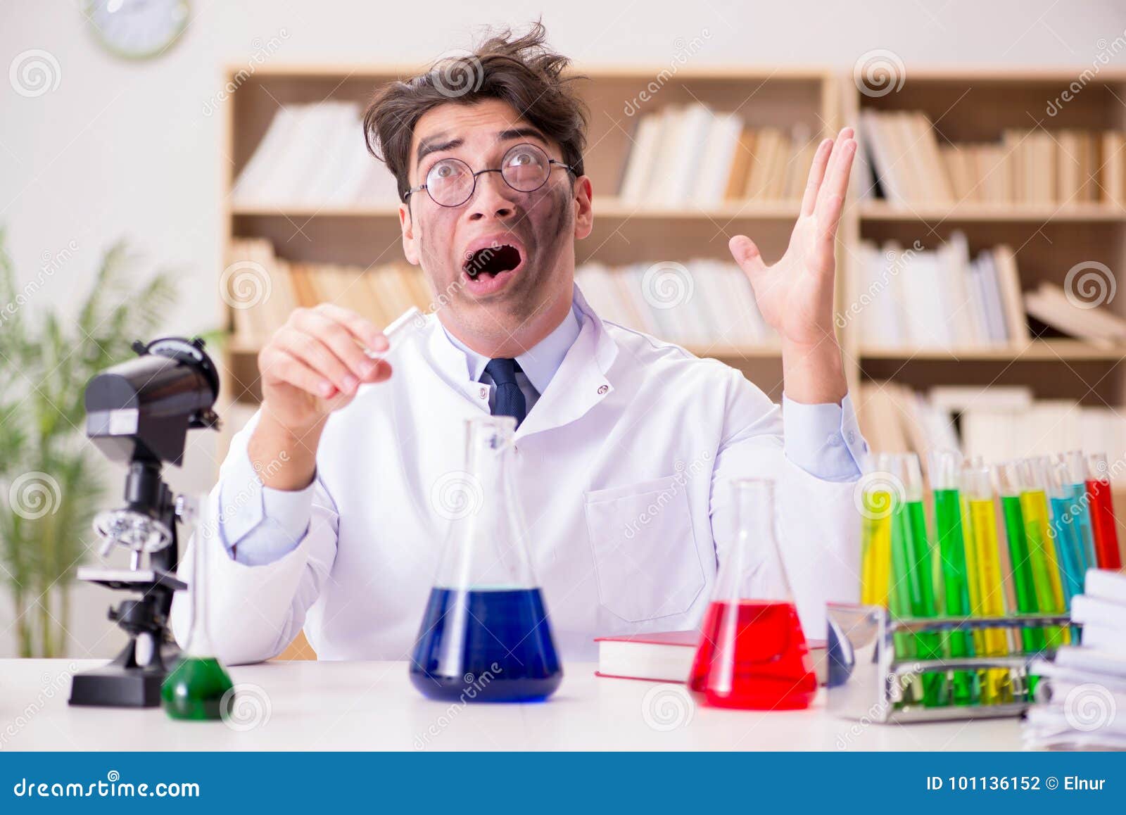 The Mad Crazy Scientist Doctor Doing Experiments in a Laboratory Stock ...