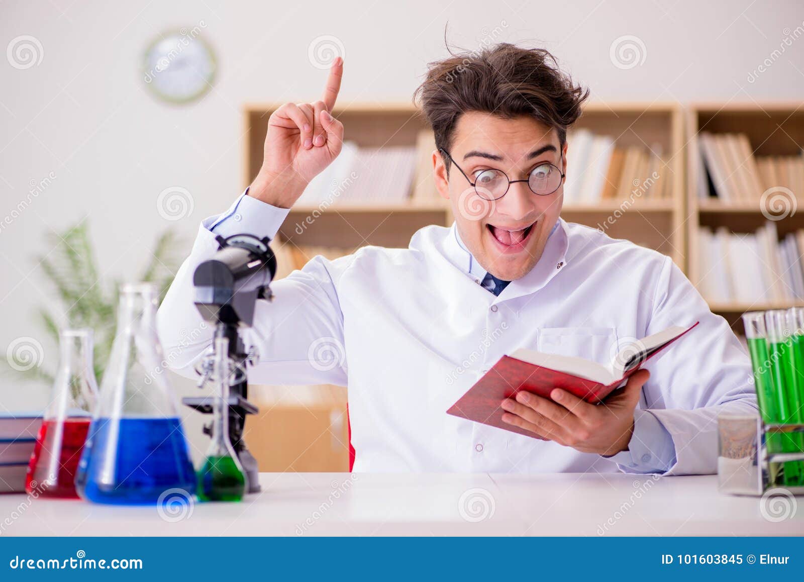 The Mad Crazy Scientist Doctor Doing Experiments in a Laboratory Stock ...