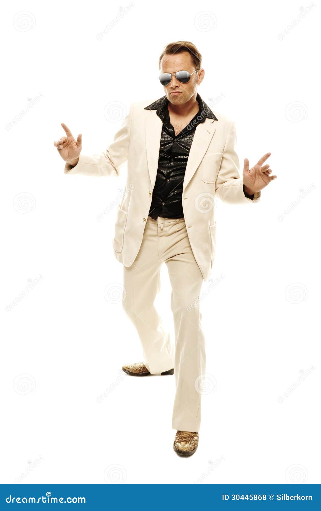 Mad Disco Dancer in White Suit Stock Photo - Image of character, crazy ...