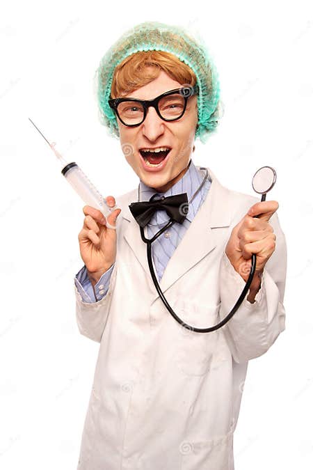 Mad Doctor Nerd stock image. Image of funny, coat, cute - 9229281