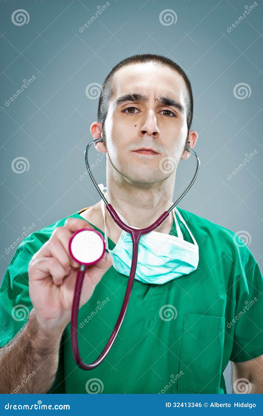 Mad Doctor with a Stethoscope Stock Photo - Image of medical, adult ...