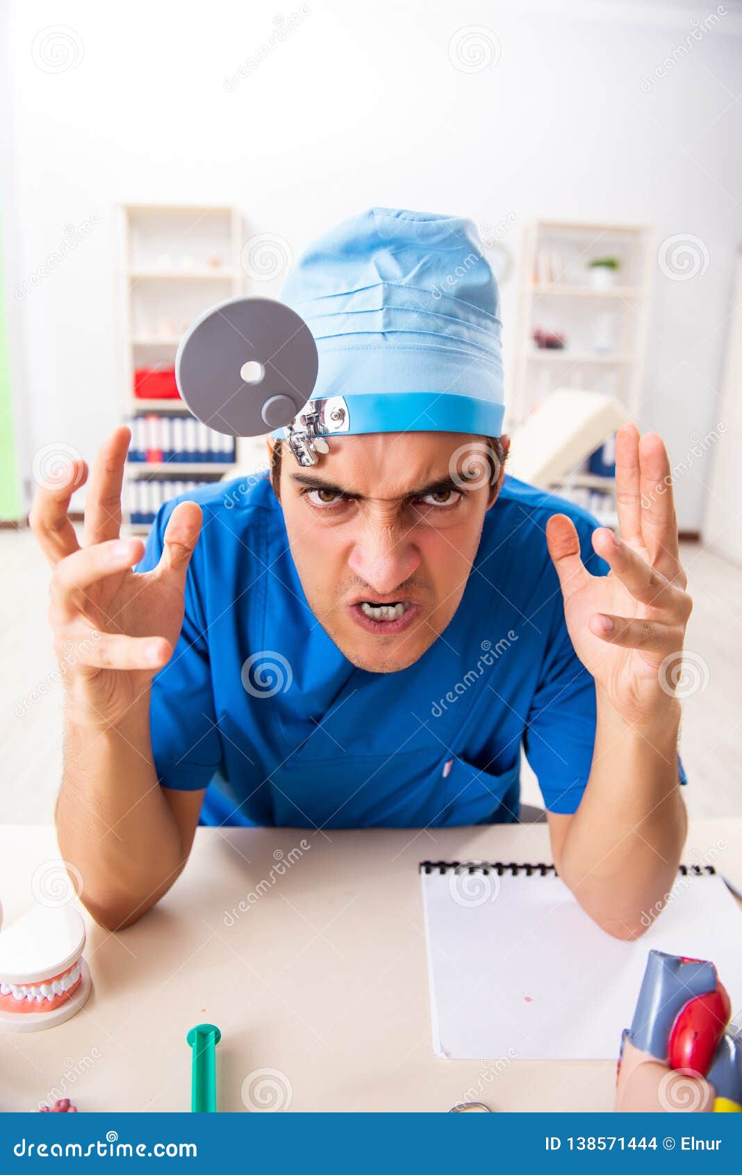 The Mad Doctor Working in the Clinic Stock Photo - Image of funny ...