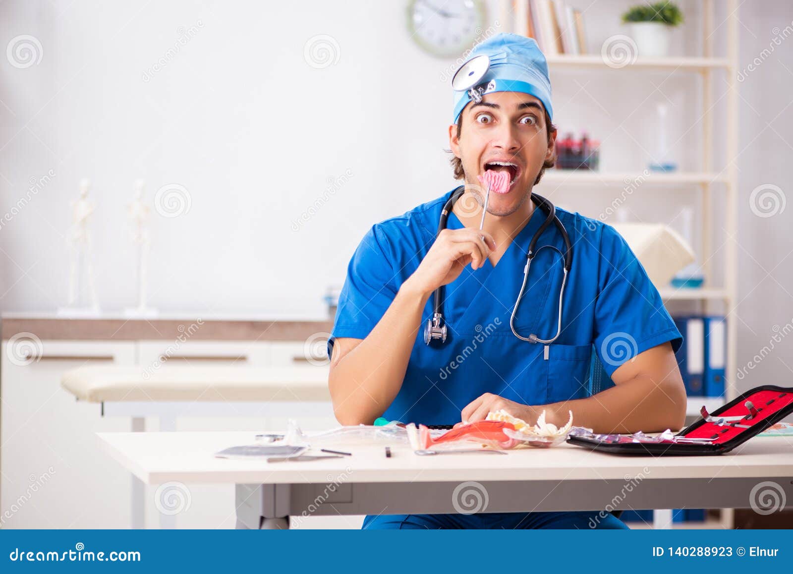 The Mad Doctor Working in the Clinic Stock Image - Image of mirror ...