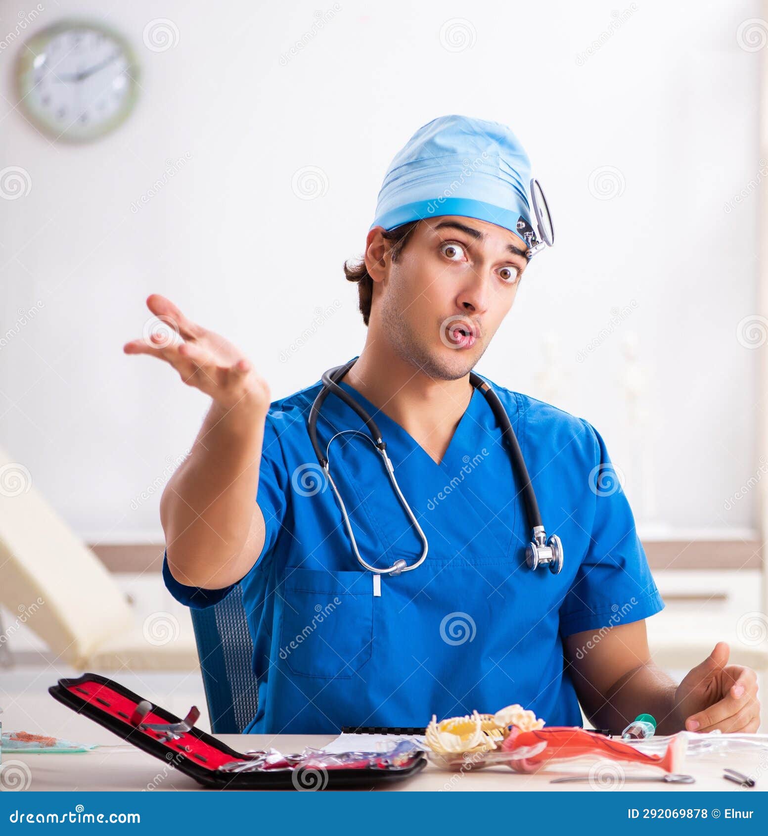 Mad Doctor Working in the Clinic Stock Photo - Image of cardiologist ...