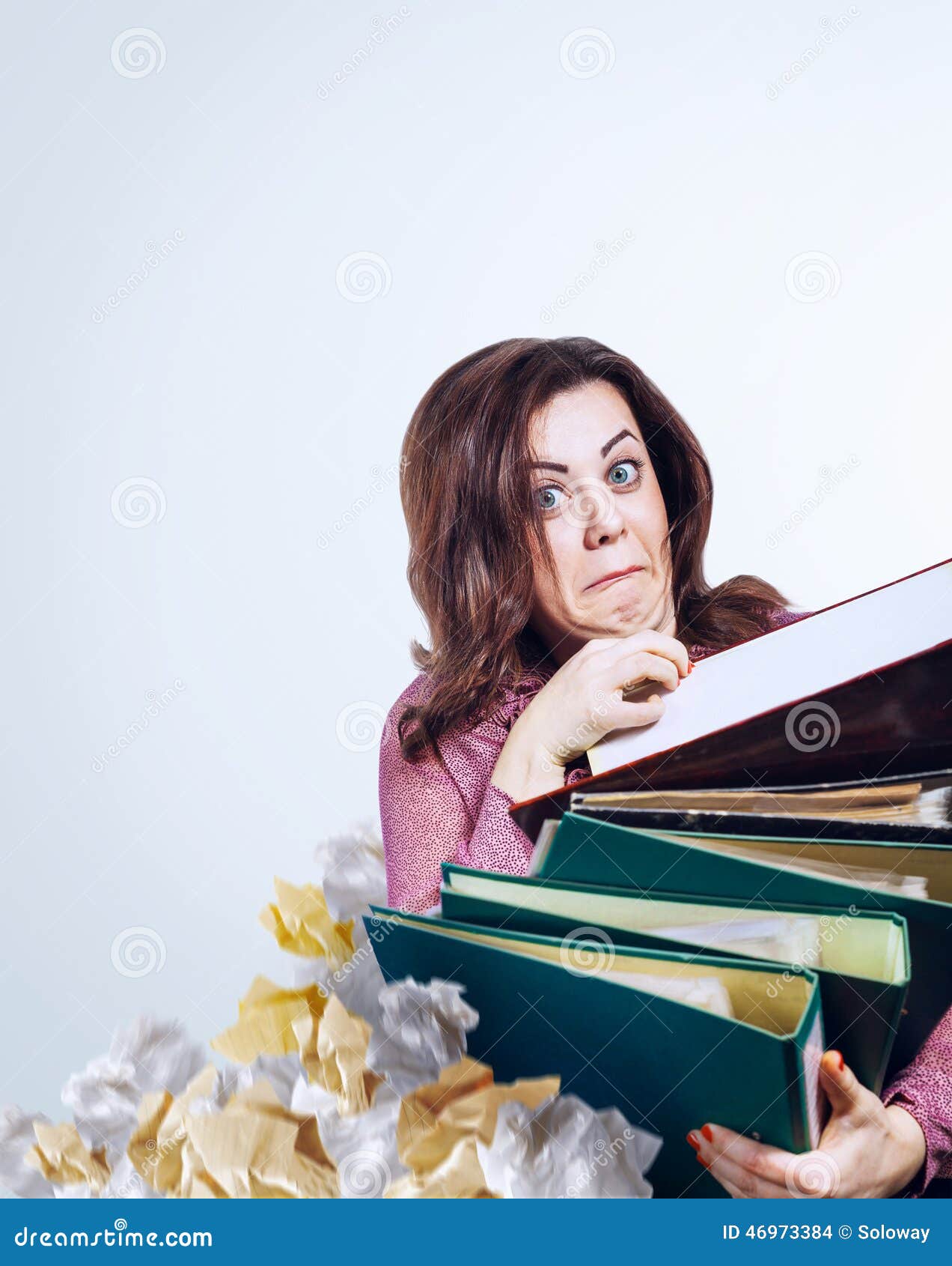 Mad Faced Teacher with Folders in Hands Stock Photo - Image of girl ...
