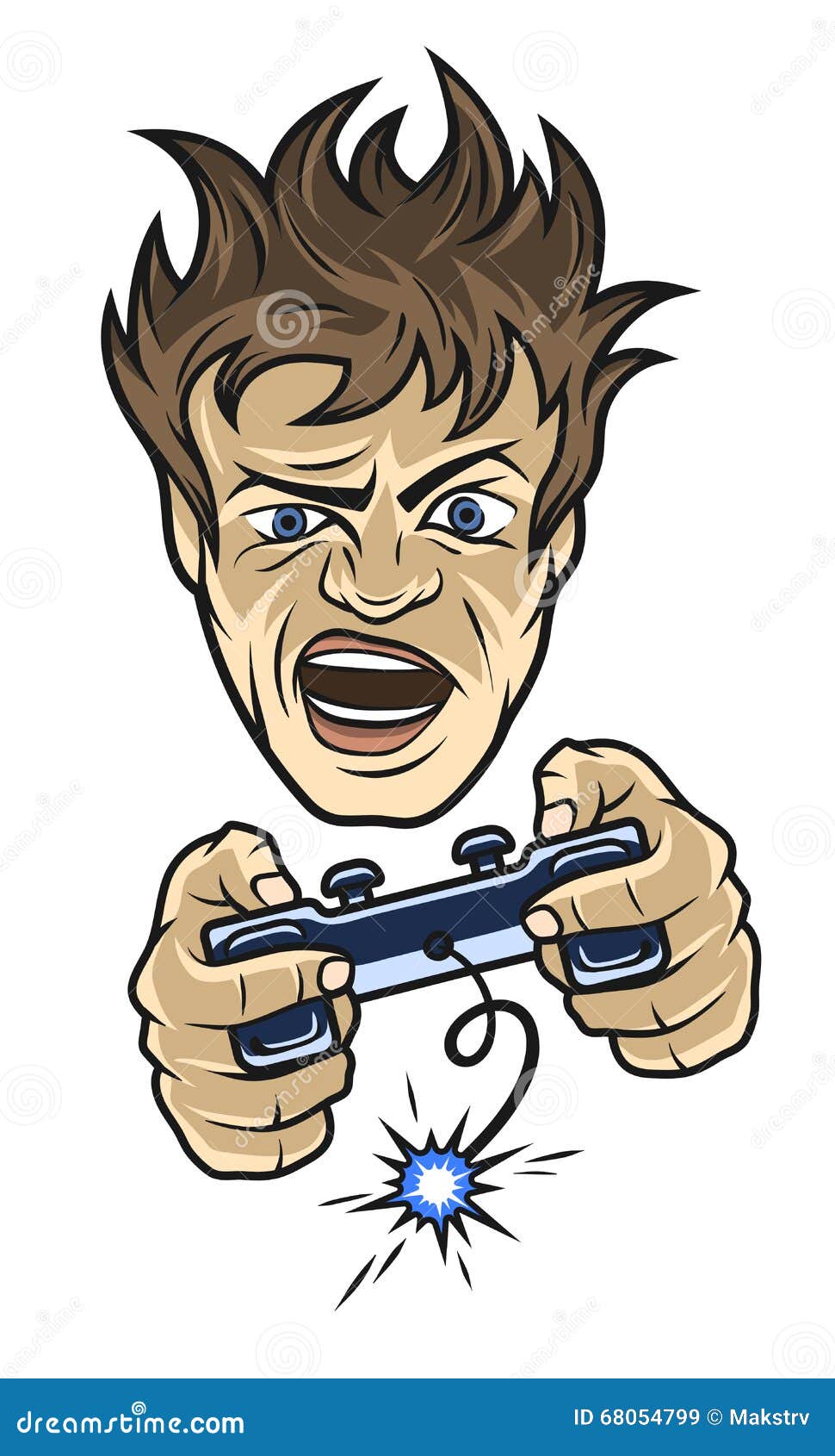 The Mad Gamer with a Joystick. Stock Vector - Illustration of ...