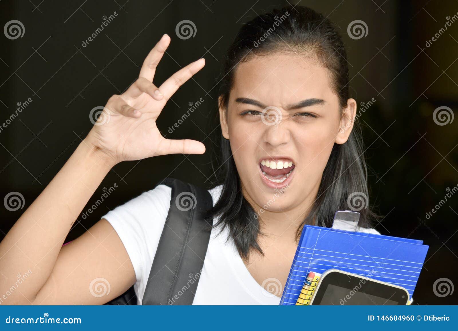 Mad Girl Student with Books Stock Photo - Image of college, text: 146604960