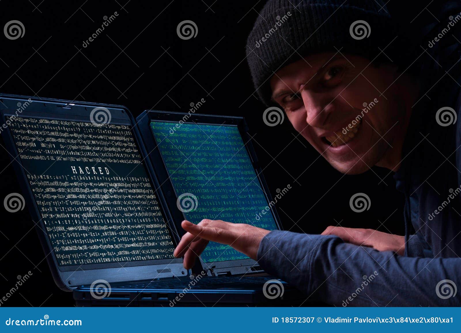 Mad hacker stock image. Image of laptop, robber, crime - 18572307