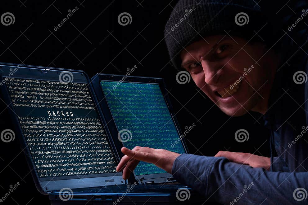Mad hacker stock image. Image of laptop, robber, crime - 18572307