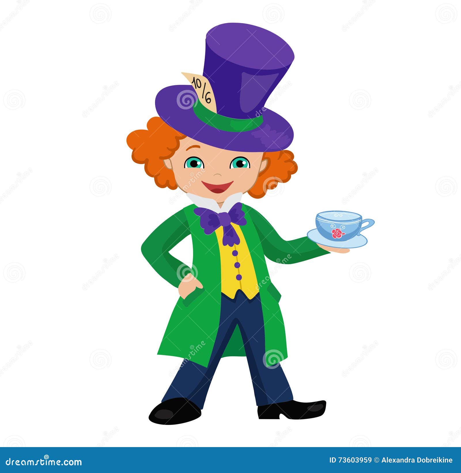 Mad Hatter Holding a Cup of Tea. Stock Vector - Illustration of clip ...