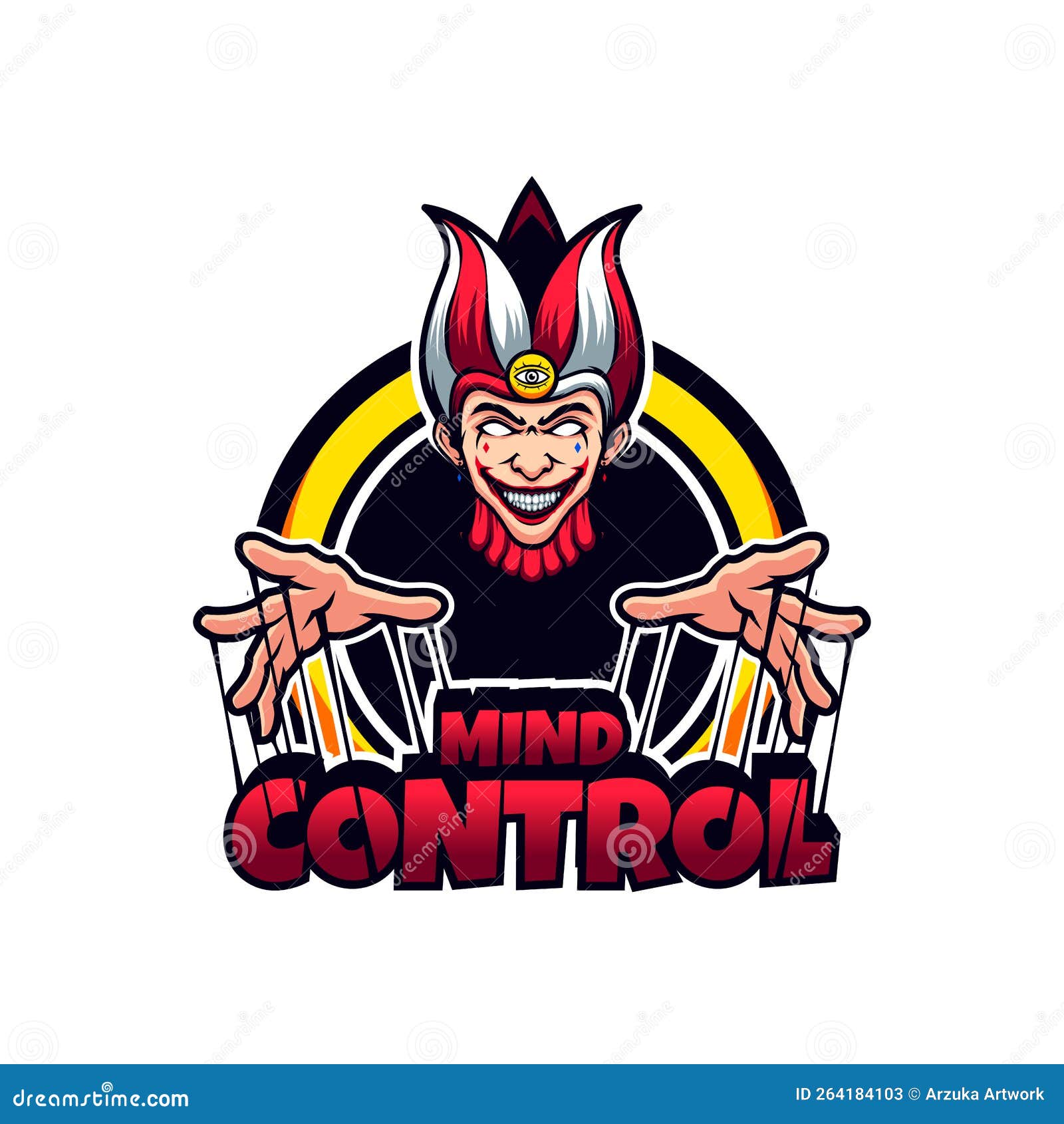Mad Joker Clown Mind Control Vector Mascot Stock Vector - Illustration ...