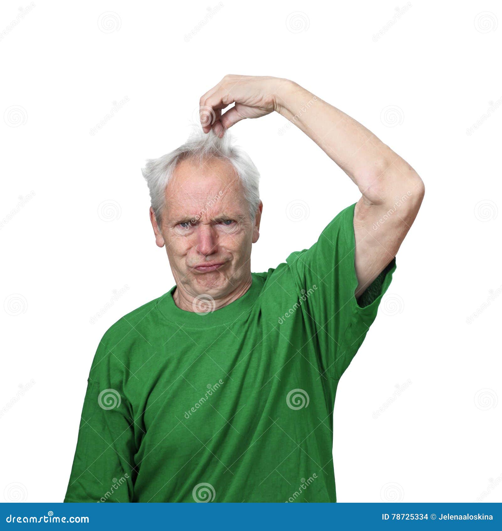Mad Looking Senior Male Pulls His Hair Stock Photo - Image of pensioner ...