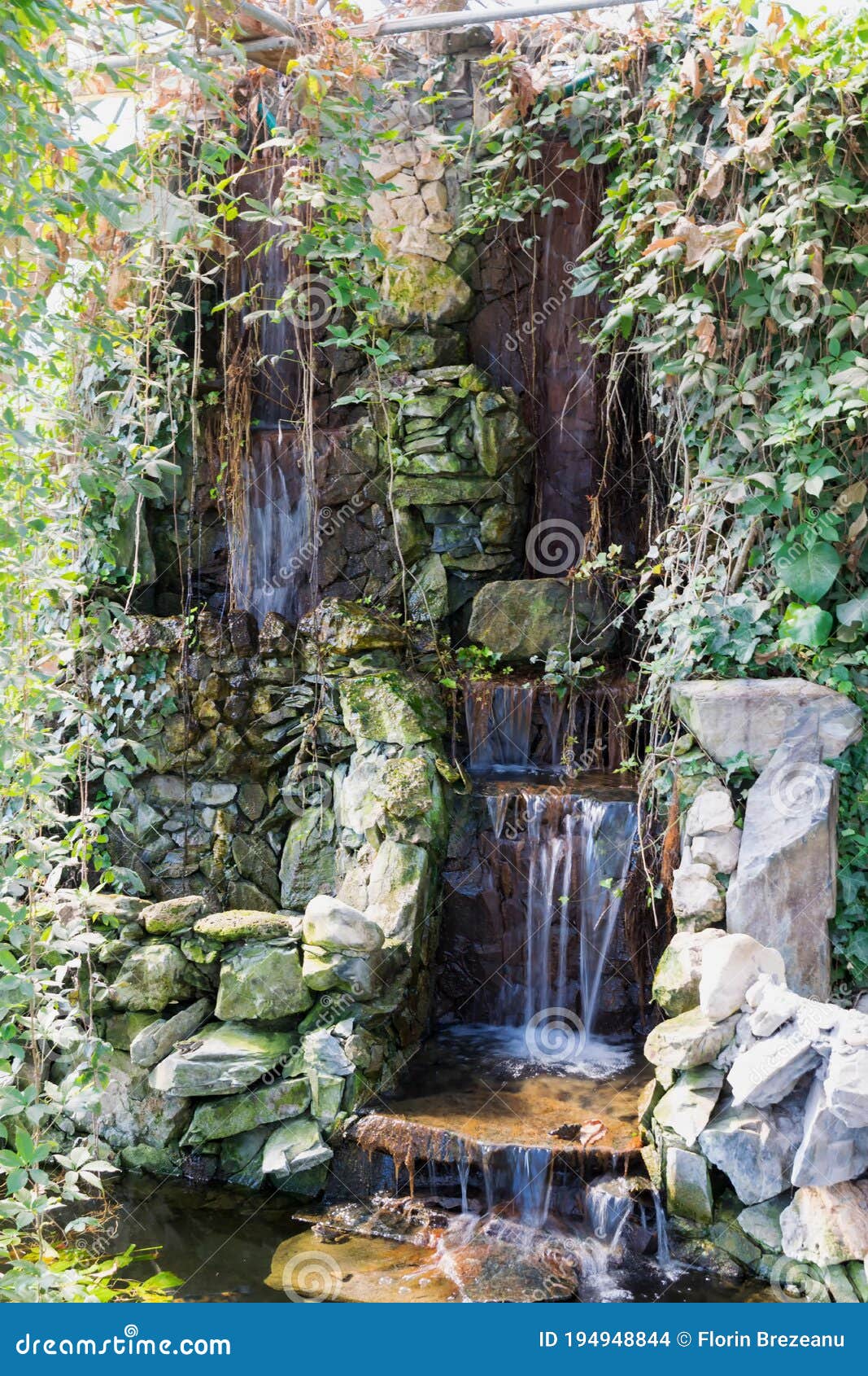 Mad Made Waterfall for Decoration - Aquascape Stock Photo - Image of ...