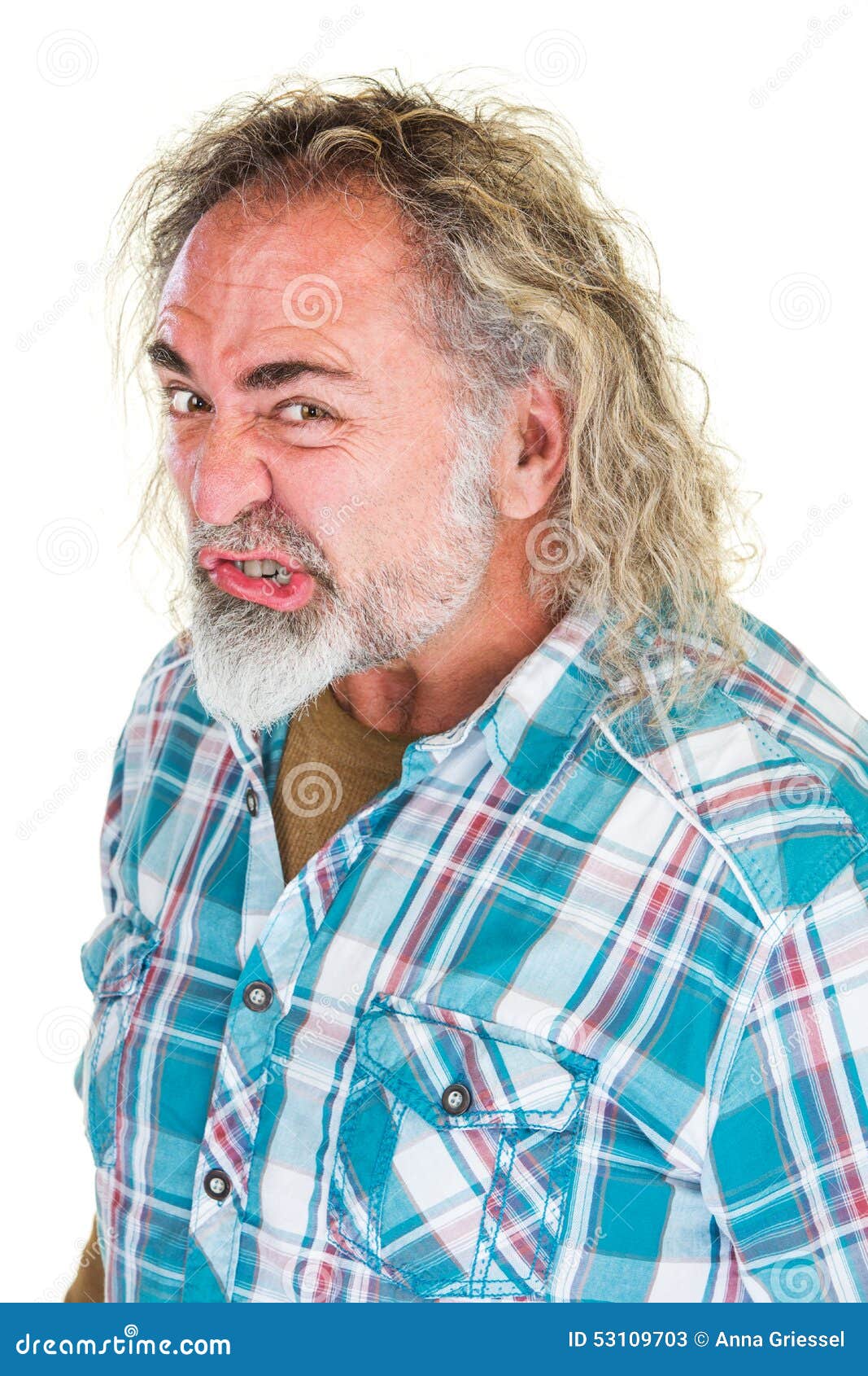 Mad Man with Curling Lip stock image. Image of hair, single - 53109703