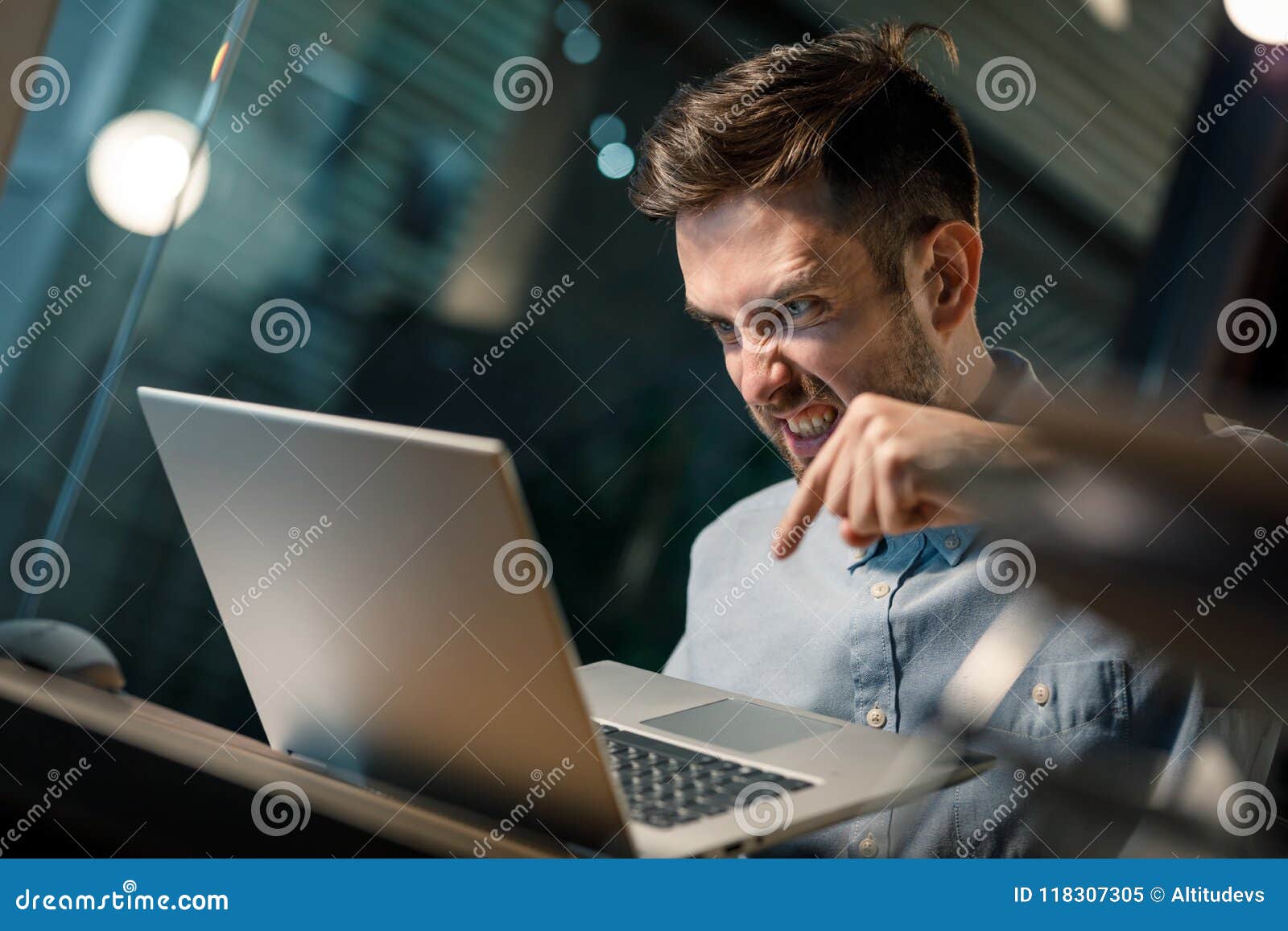 Mad Office Worker with Laptop Stock Image - Image of anger, office ...