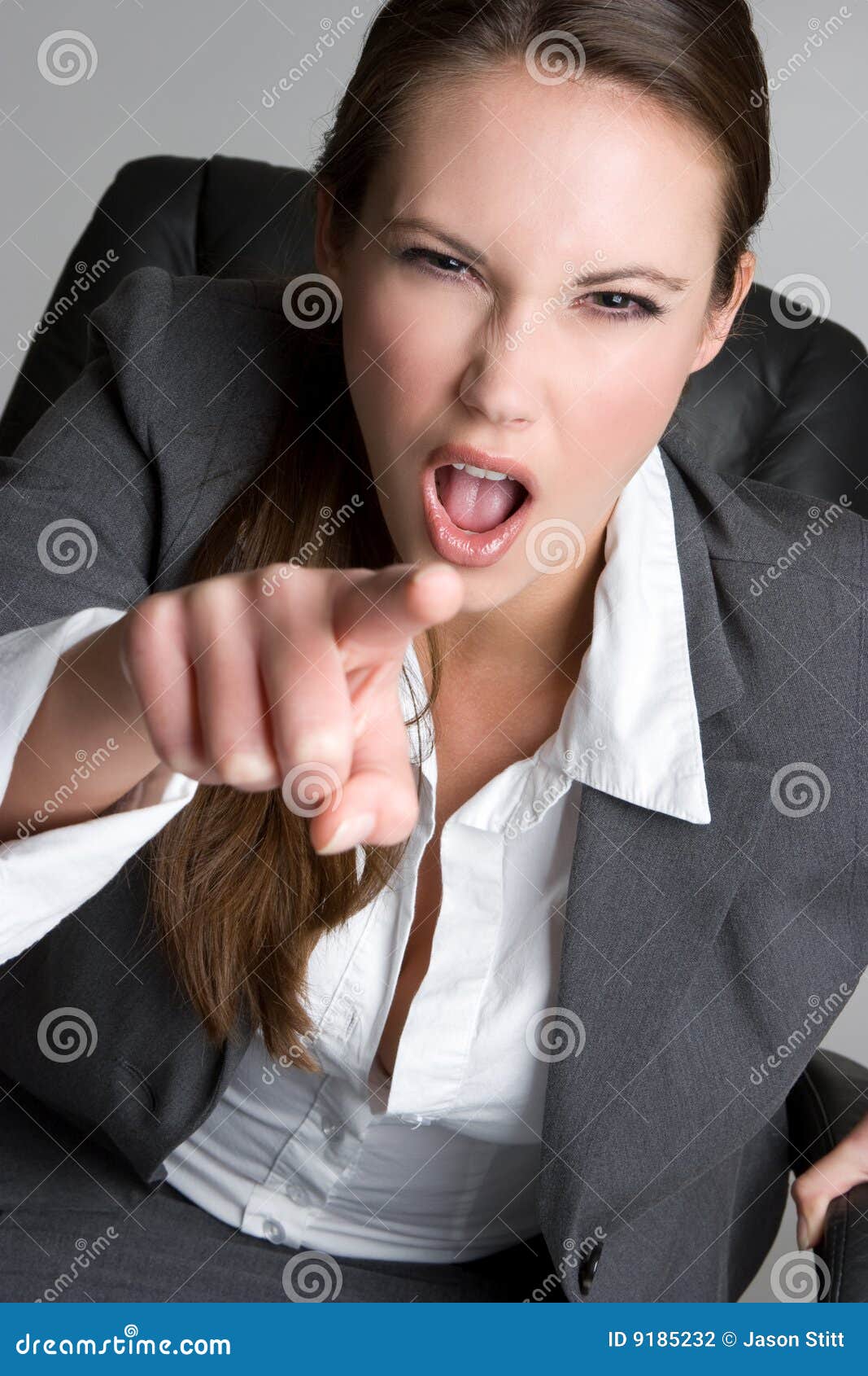 Mad Pointing Businesswoman stock photo. Image of closeup - 9185232