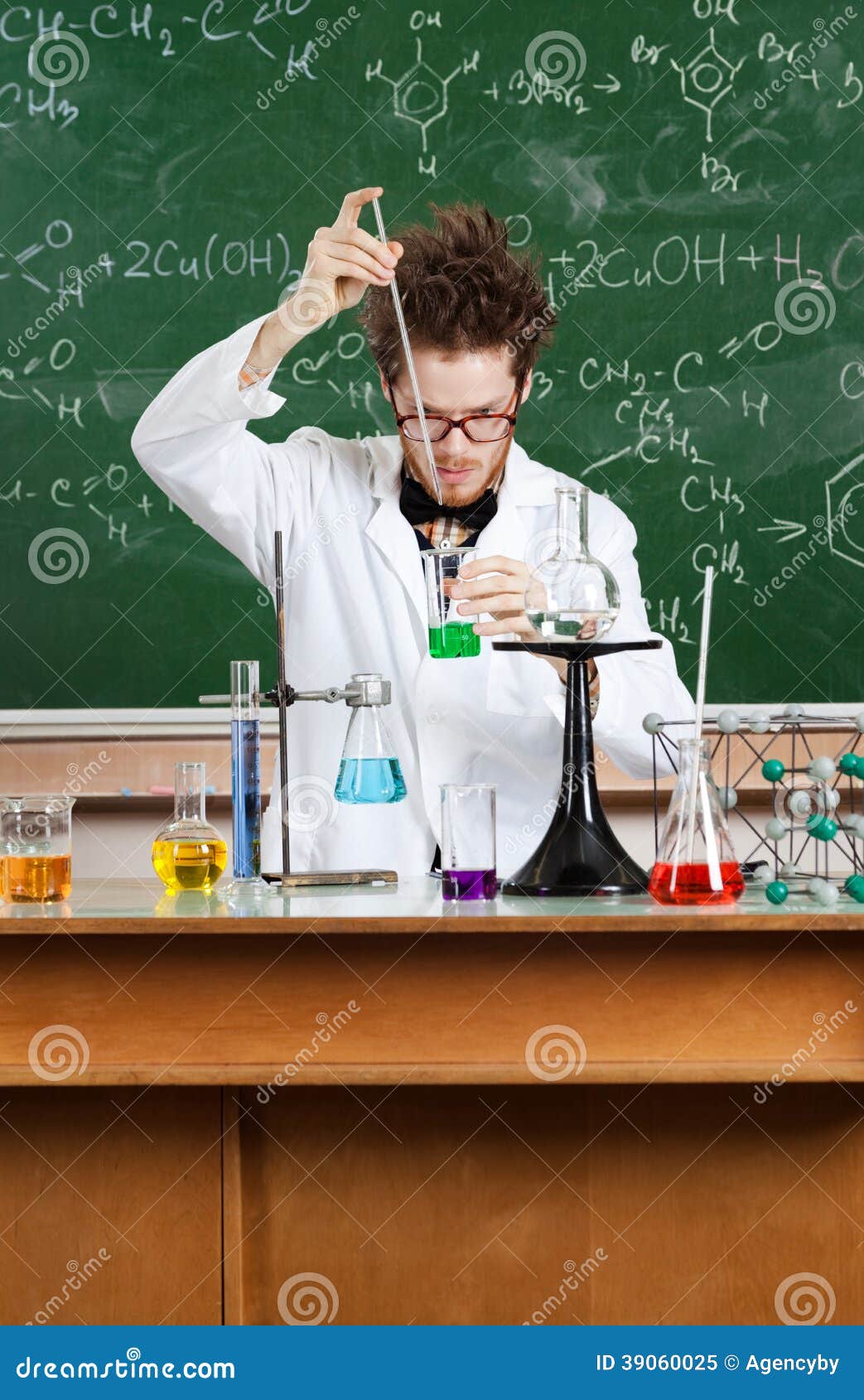 Mad Professor Conducts Some Chemical Experiments Stock Image - Image of ...