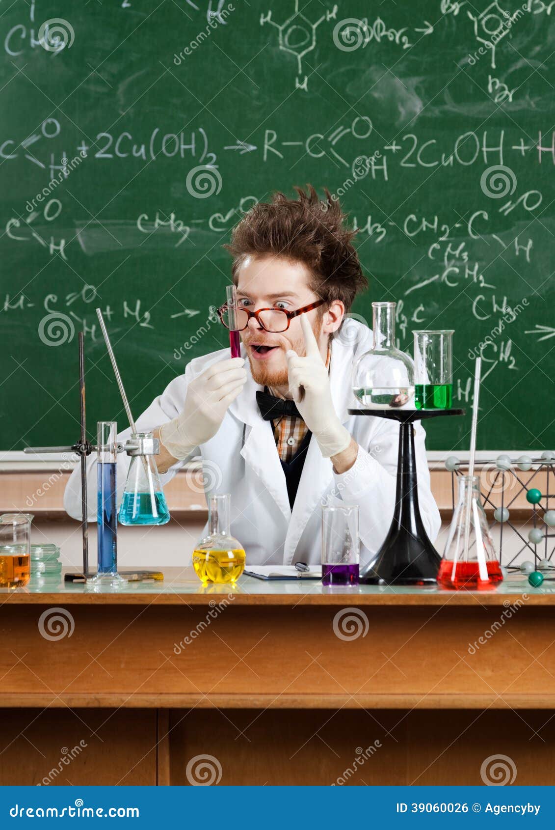 Mad Professor Does the Experiment Stock Photo - Image of flat ...