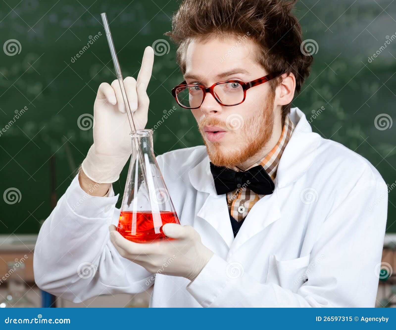 Mad Professor Gestures Forefinger Holding Stock Image - Image of ...