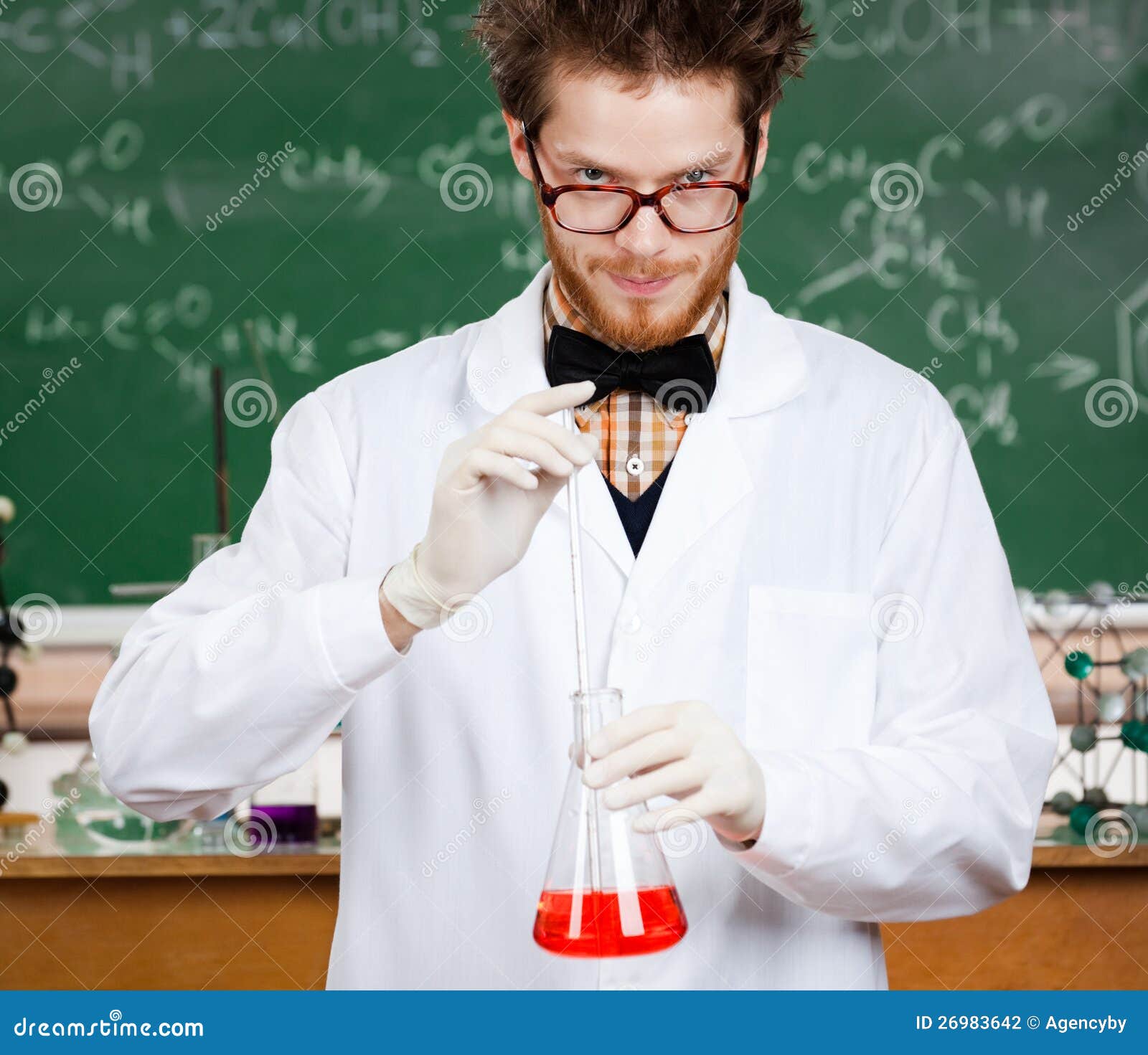 Mad Professor Hands Erlenmeyer Flask Stock Photo - Image of adult ...