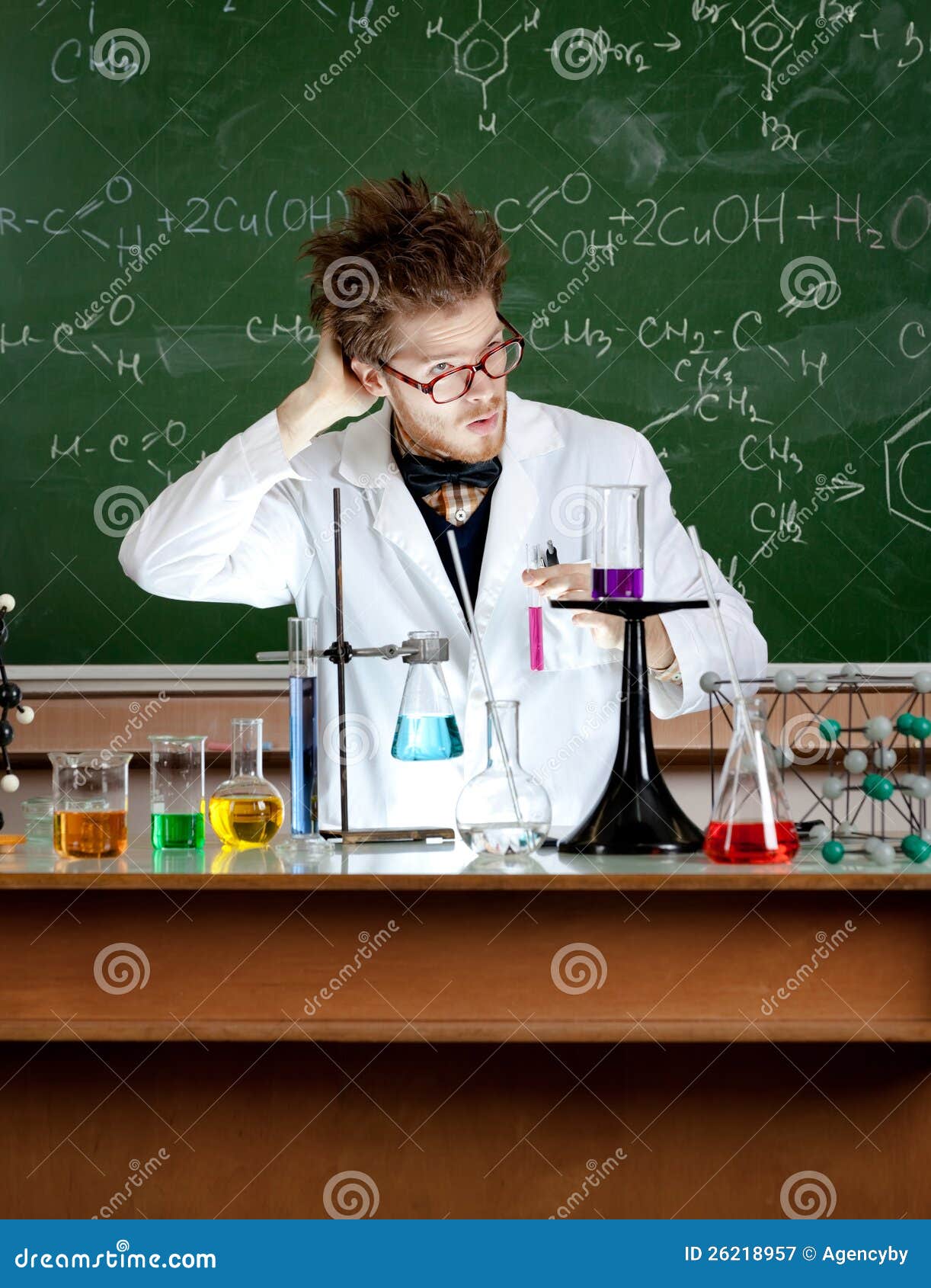 Mad Professor Scratches His Head Stock Image - Image of back ...